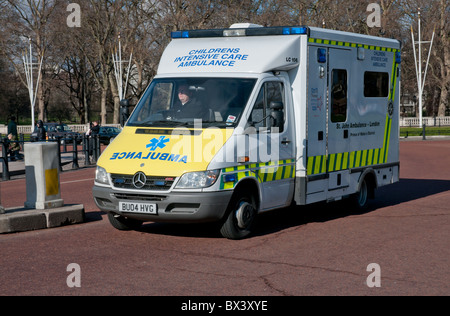London, UK. Children's Intensive Care Ambulances parked near Evelina ...