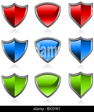 shield silver medieval 3d red render illustration Stock Photo - Alamy