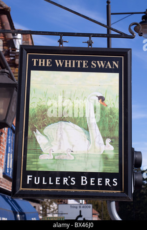 the white swan Pub sign Stock Photo - Alamy