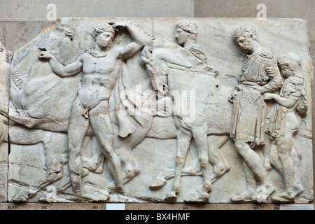 The frieze of the Parthenon, depicting the panathenaic procession, as seen in the Acropolis ...