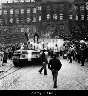 Soviet tanks, Wenceslas Square, National Muzeum Stock Photo - Alamy