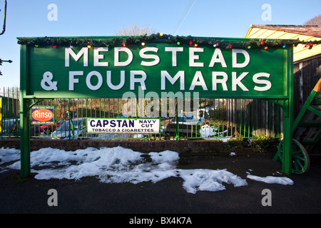 Sign for Medstead and Four Marks station, Hampshire, England, United ...