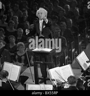 conductor Leopold Stokowski, Czech Philharmonic Orchestra, Prague ...