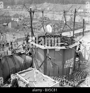 Czechoslovakia - Nelahozeves 1948. Chemical explosion in soap factory ...