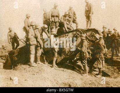 World War 1 Tanks. German soldiers attack on a British Tank. Tanks ...