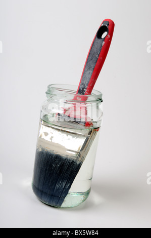 Paint Brush Soaking In Turps Stock Photo - Alamy