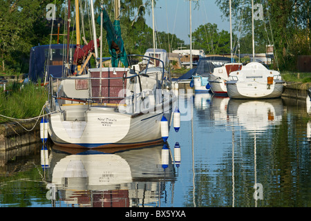 Boats Moored at Hickling Parish Staithe Norfolk UK Stock Photo - Alamy