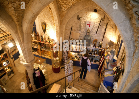 A shop in the medieval town of Provins selling medieval armour and ...