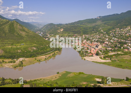 Mtkvari River and Mtskheta, Georgia, Caucasus, Central Asia Stock Photo ...