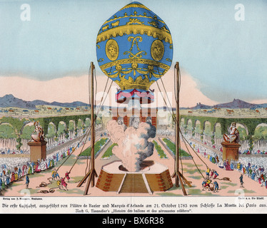 Montgolfier Brothers Hot Air Balloon. Maiden or World's First Flight of ...