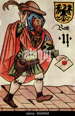 mail / post, courier, German postman, woodcut from leaflet, Nuremberg ...