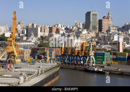 Container Port and city skyline, Montevideo, Uruguay, South America ...