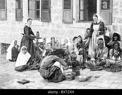 medicine, sickness, leprosy, lepers in Morocco, print, late 19th ...