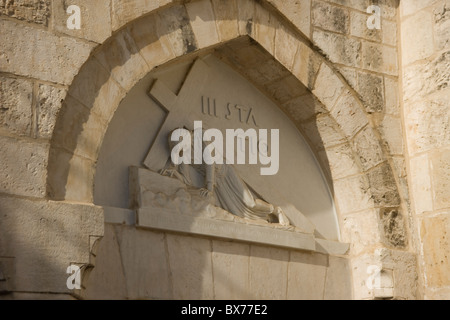Via Dolorosa, third station, Jesus stumbles under the cross the first ...