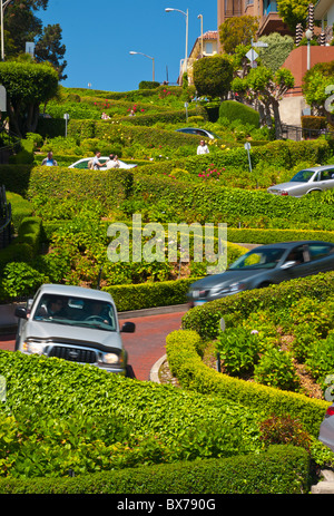 The crookedest street in the world, Lombard Street, San Francisco Stock ...