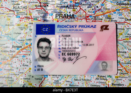 Czech Republic's driving license on a map of Prague. (CTK Photo/Rene ...