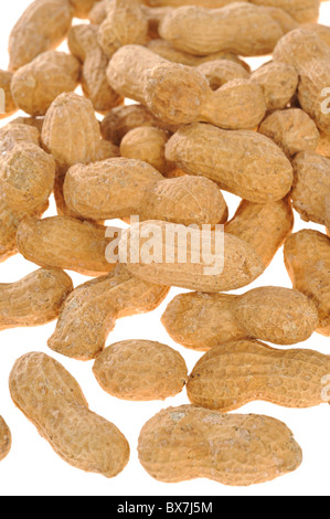 Peanuts whole and cracked isolated on white background. Clipping path ...