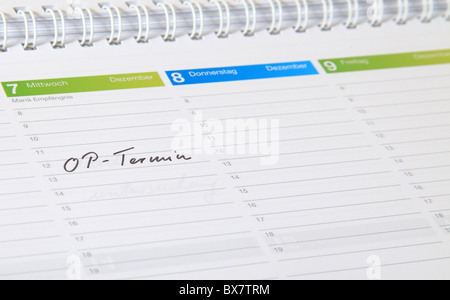 A standard schedule. The german term Termin is marked. (english ...