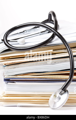 stack of paper to record isolated on white Stock Photo - Alamy