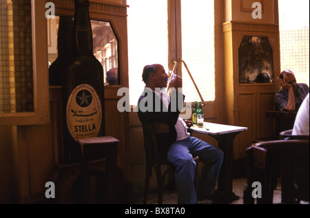 Bottles of alcoholic beverage displayed in an alcohol shop in Cairo ...