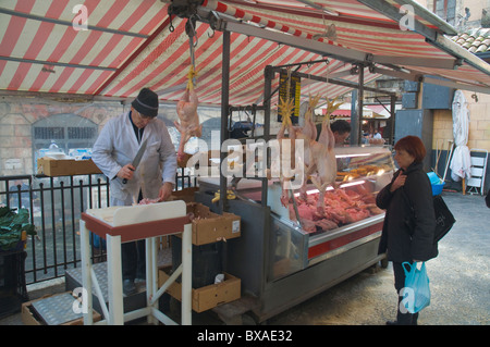 Chicken stall at a street market in Medina old quarters Casablanca ...