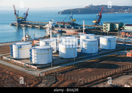 The petrochemical terminal for loading of chemicals on a vessel Stock ...