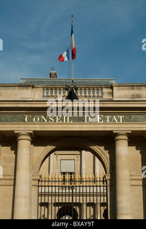 French flags flying outside the Conseil d'Etat, a government building ...