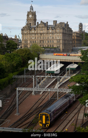 View of the Waverley Train Station the North Bridge and Edinburgh ...