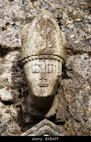 Sculpture of a bishop in the Kilfenora church, Burren, Clare, Ireland ...