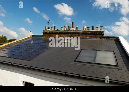 Solar panels on roof of Victorian house Camden Town London UK Stock ...