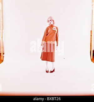 White face, faced female mime in old fashioned style dress Stock Photo ...