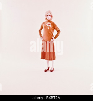 White face, faced female mime in old fashioned style dress Stock Photo ...