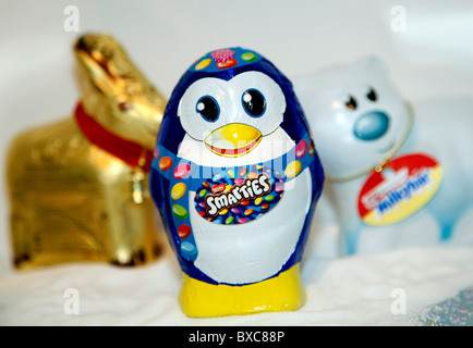 Chocolate Christmas animal figures: Smarties penguin, Lindt reindeer ...