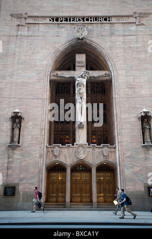 Chicago, Illinois, USA; St. Peter's Church in the Loop; A huge crucifix ...