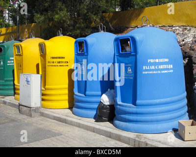 Spanish Recycling Bins Spain Stock Photo - Alamy