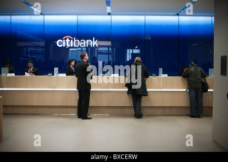 Teller stations in the Citibank new flagship high tech branch in the ...