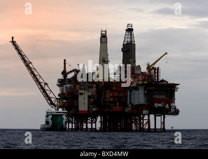 Valhall oil production rig with the Bourbon mistral Stock Photo ...