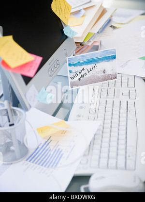 Business messy and cluttered work desktop in the office, stress ...