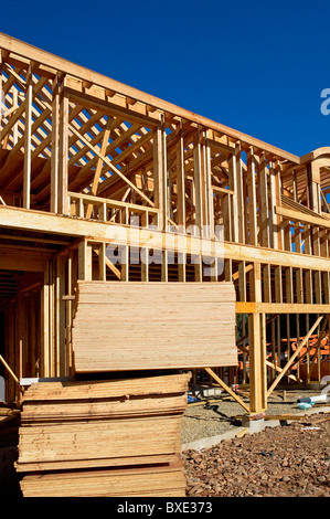 Assemble wood frames for new building using wooden beams at ...