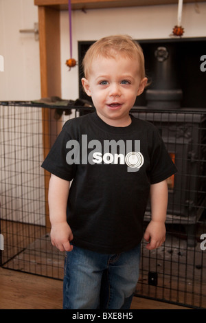 20 month old toddler baby girl playing with colorful toy wooden ...