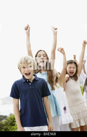 Childhood smiles and fun. A happy group of multi-ethnic children ...