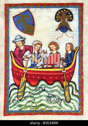 Illumination from the 14th Century Codex Manesse; Der Tannhäuser Stock ...
