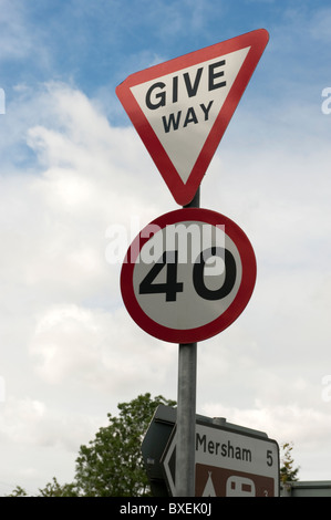 40 MPH - miles per hour sign with a temporary "New speed limit in force ...