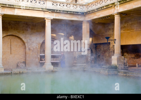 Steam coming off the Roman Baths, Bath, Somerset Stock Photo - Alamy