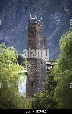 One of the Old Qiang defensive towers that dot the landscape around ...