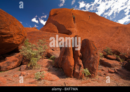Brilliant orange red rocks at Uluru (Ayers Rock), Uluru-Kata Tjuta ...