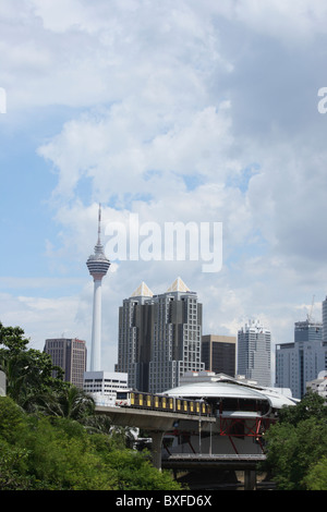 LRT train in Kuala Lumpur viewed from PWTC station, Putra district of ...