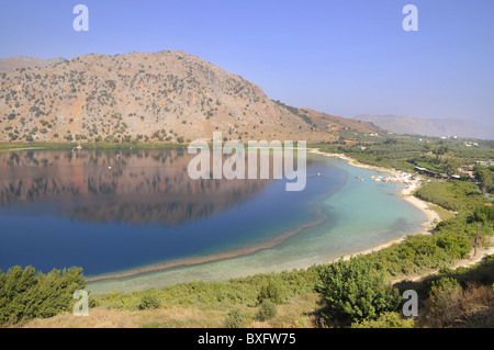 Crete lake Kournas iconic view, Greece, Europe Stock Photo - Alamy
