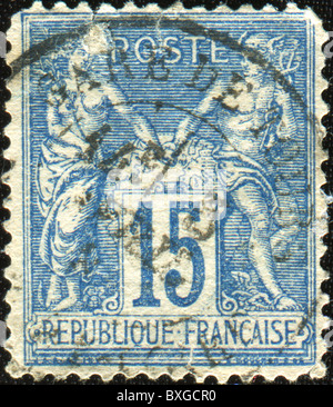 FRANCE - CIRCA 1876: A stamp printed in France, shows an allegory of ...