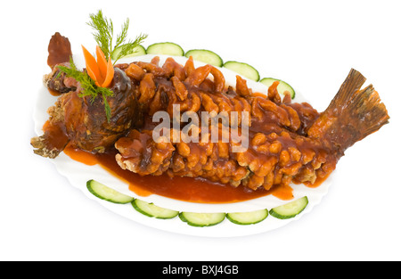 Deep Fried Whole Fish Chinese Dish with Bell Peppers Pineapple Red ...